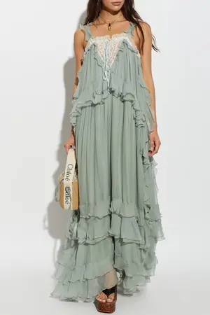 Chloé Silk Dress With Lace Trim