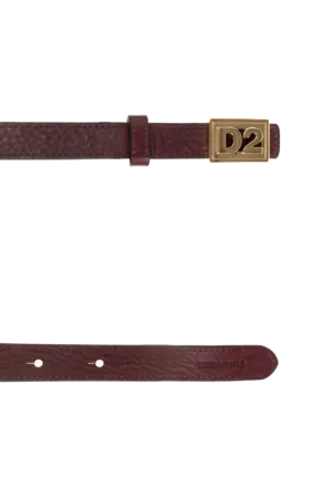Dsquared2 Leather Belt With Gold Tone Logo Buckle