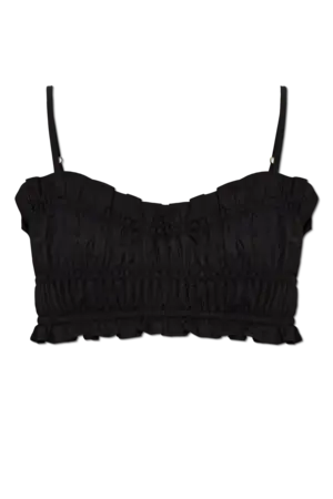 Michael Kors Short Ruched Cotton Cropped Top With Adjustable Straps