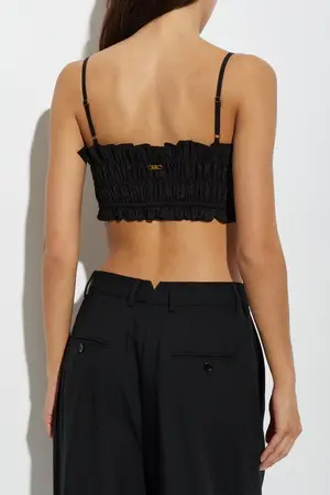 Michael Kors Short Ruched Cotton Cropped Top With Adjustable Straps