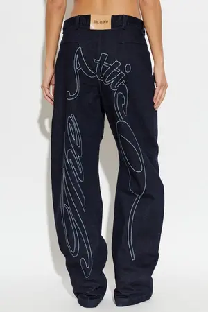 Attico Boyfriend Fit Jeans With Embroidered Logo