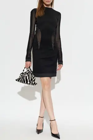 Attico Fitted Mini Dress With Sheer Inserts