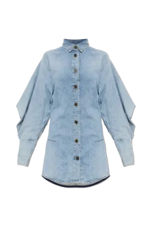 Attico Denim Dress With Pockets - Blue