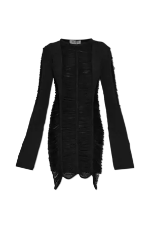 Attico Knit Dress With Decorative Fringes - Black