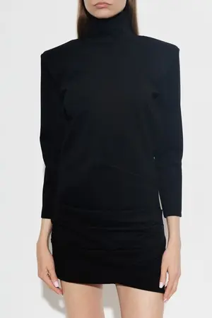 Attico Turtleneck Mini Dress With Ruched Detailing
