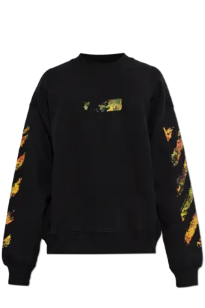 Off-White Sweatshirt With A Colorfully Printed Logo - Black