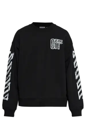 Off-White Sweatshirt With Printed Logo - Black