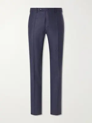 SLOWEAR Straight-leg Wool And Cashmere-blend Trousers - Blue