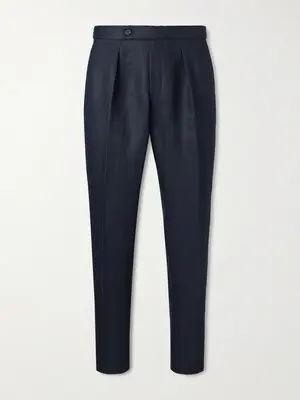 SLOWEAR Venezia 1951 Tapered Pleated Linen Trousers - Blue