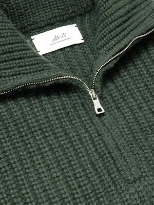 Mr P. Ribbed Wool And Cashmere-blend Half-zip Sweater
