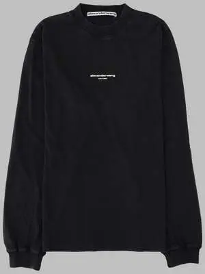 Alexander Wang T-shirt A Manica Lunga Con Logo - Black