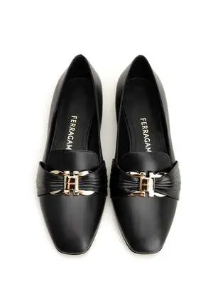 FERRAGAMO Gancini Ornament Square Toe Loafers