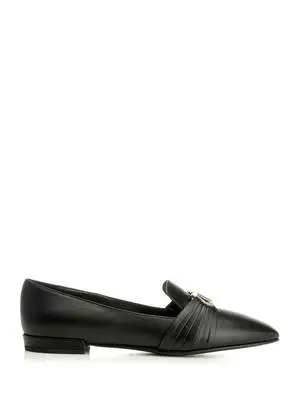 FERRAGAMO Gancini Ornament Square Toe Loafers - Black