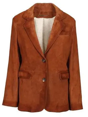 GOLDEN GOOSE Single-breasted Suede Blazer - Brown