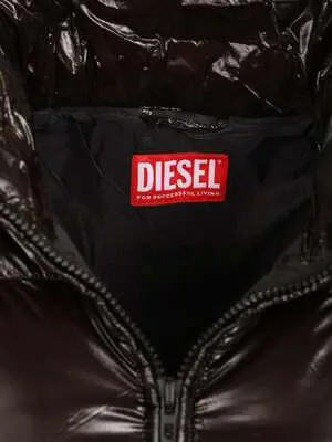 DIESEL® Quilted Taslan Down Jacket With Viraloff® Treatment And Drawstring Hem - Black