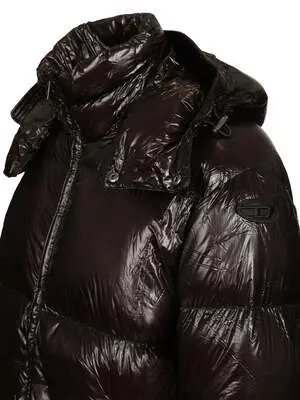 DIESEL® Quilted Taslan Down Jacket With Viraloff® Treatment And Drawstring Hem - Black