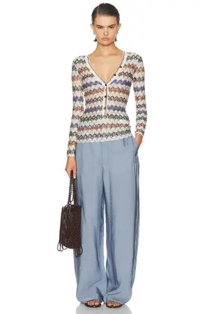 Missoni V-neck Sweater In Metallic Knit