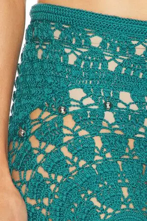 Rabanne Crochet Maxi Skirt With Metal Bead Trim - Green