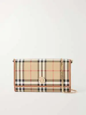 Burberry Checked Leather-trimmed Coated Canvas Clutch