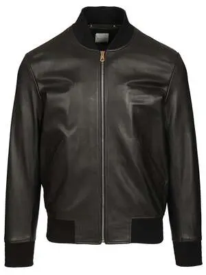 Paul Smith Lambskin Zip-up Bomber Jacket - Black