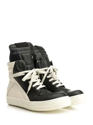 Rick Owens Geobasket Leather High Top Sneakers - Black