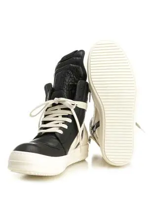 Rick Owens Geobasket Leather High Top Sneakers - Black