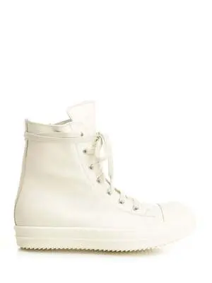Rick Owens High-top Sneakers With Zipper And Shark Tooth Sole - White