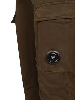 C.P. COMPANY Stretch Cotton Satin Cargo Trousers - Green