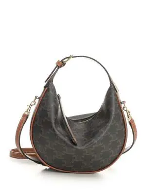 Celine Triomphe Canvas And Calfskin Lulu Teen Bag - Brown