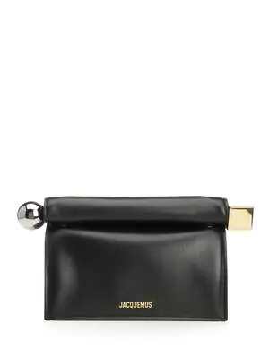 Jacquemus Rond Carré Folded Clutch Bag In Nappa Leather - Black