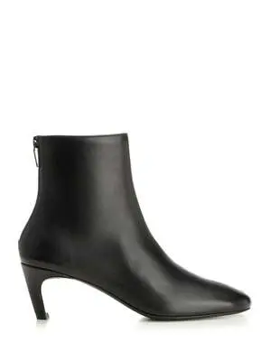 TOTEME Nappa Leather Ankle Boots With Square Toe And Zip Fastening - Black