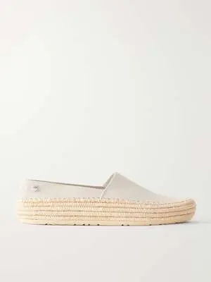 Loewe Paula's Ibiza Rio Suede And Raffia Espadrilles - Beige