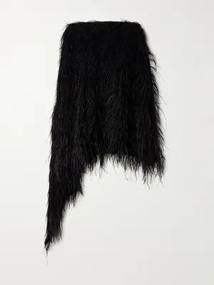 Sharon Wauchob Feathers-embellished Silk Cape - Black