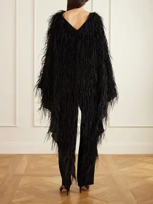 Sharon Wauchob Feather Embellished Silk Cape