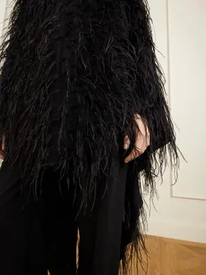 Sharon Wauchob Feather Embellished Silk Cape