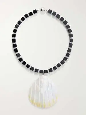 JULIETTA Oro Rhodium-plated, Shell And Onyx Necklace