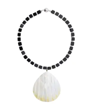 JULIETTA Oro Rhodium-Plated Shell And Onyx Necklace Black