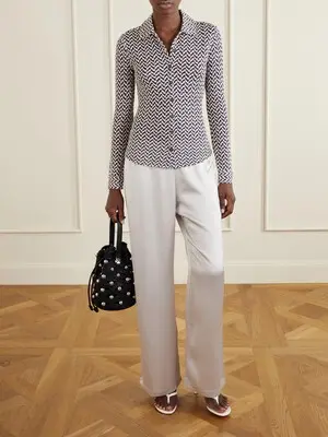 Missoni Striped Metallic Crochet-knit Button-up Cardigan