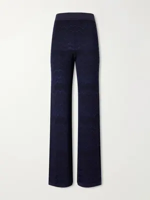 Missoni Striped Crochet-knit Straight-leg Pants - Blue