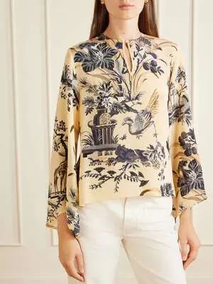 Etro Floral-printed Silk Crepe De Chine Blouse