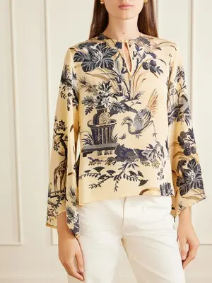 Etro Floral-printed Silk Crepe De Chine Blouse