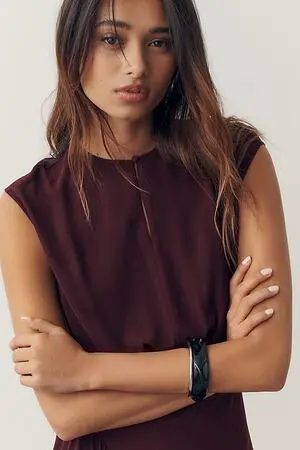 Anthropologie Cap-sleeve Tiered Maxi Dress - Burgundy