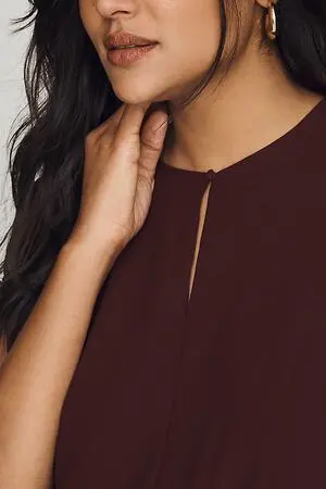 Anthropologie Cap-sleeve Tiered Maxi Dress - Burgundy