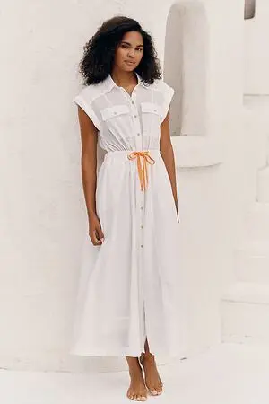 CELANDINE Tie-waist Shirt Dress - Cloud Dancer