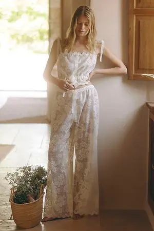 KAT THE LABEL Florence Lace Pants - Antique