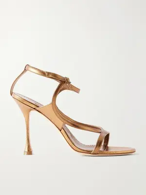 Manolo Blahnik Tibula 105 Leather Sandals - Metallic