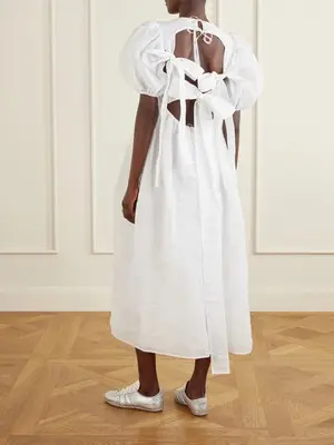 Cecilie Bahnsen Crinkled Papillon Matelassé Midi Dress - White