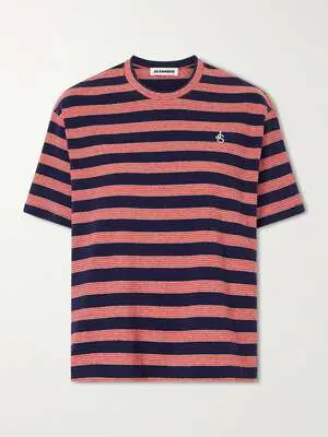 JIL SANDER Loogo-embroidered Striped Cotton T-shirt