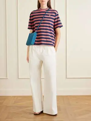 JIL SANDER Loogo-embroidered Striped Cotton T-shirt