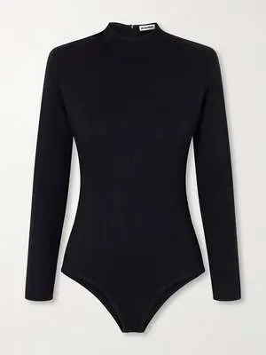 JIL SANDER Wool-jersey Bodysuit - Black